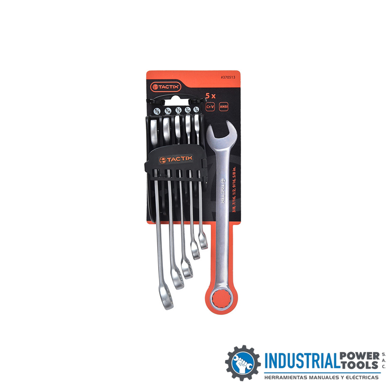 SET-5PCS LLAVE MIXTA 3/8»-5/8» #370513 TACTIX – Industrial Power Tools